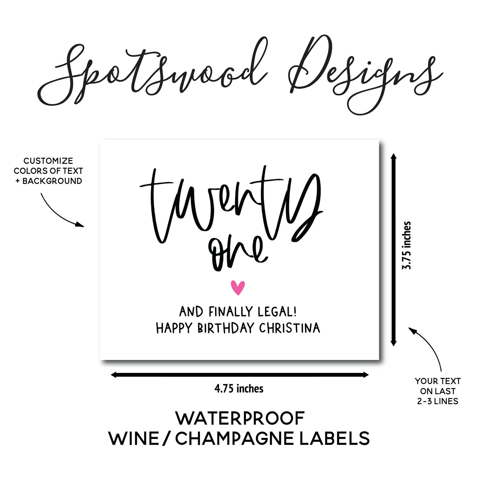 Happy 21st Birthday Custom Wine Label. 21st Birthday Gift - Etsy