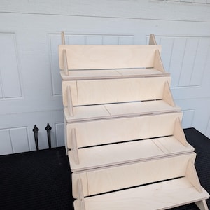 4-tier Stair Step Display Shelf – Baltic Birch Wood Vendor Riser for ...