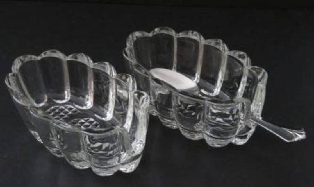 2 Princess House Crystal Buffet Silverware Caddies Holder Spoon Fork ...