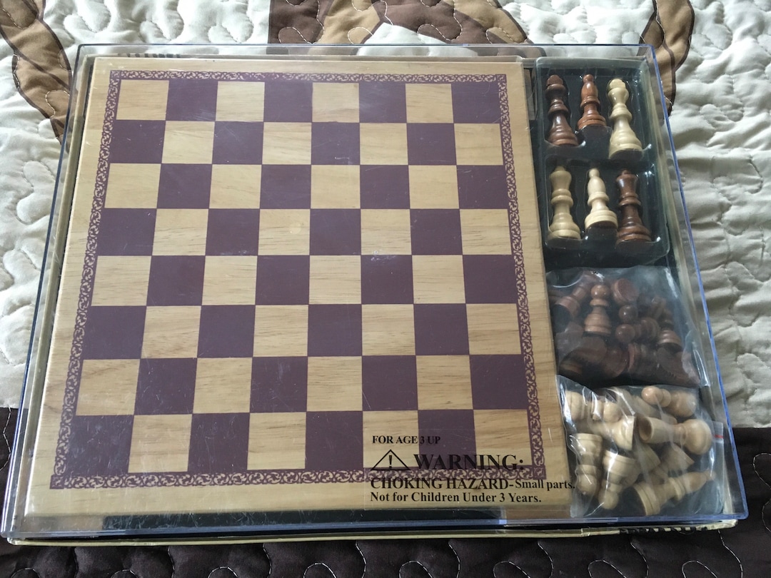 Vintage Woodfield Collection Wooden Chess & Checker Set - Etsy