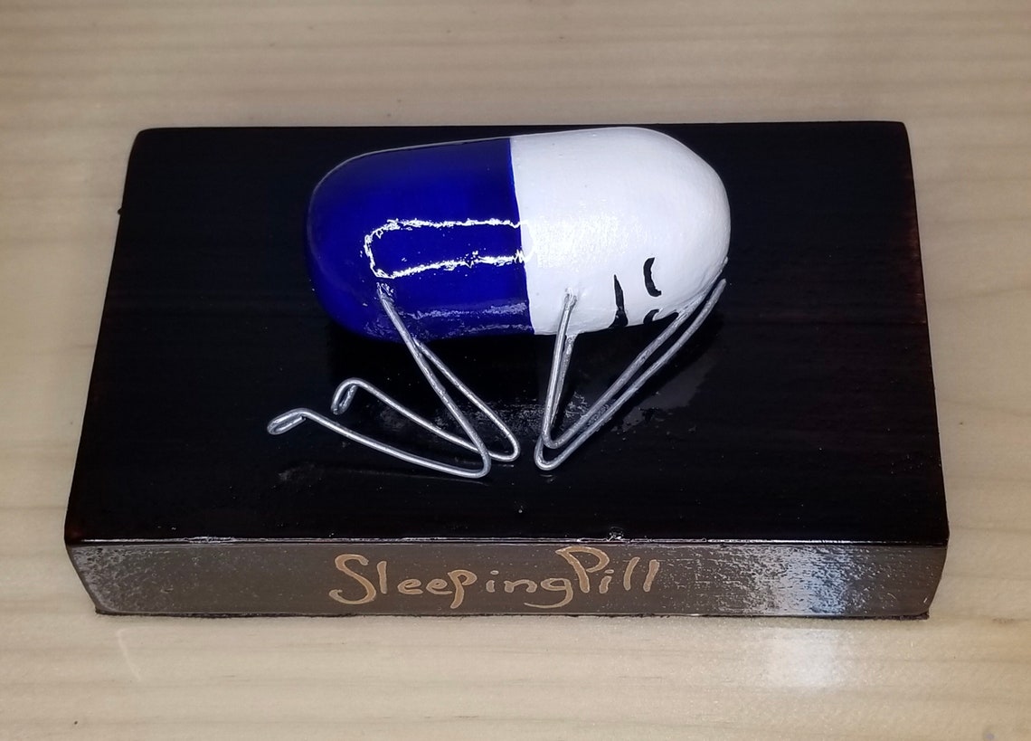 Funny Punny Art Scene Figure Sculpture 'sleeping Pill' - Etsy