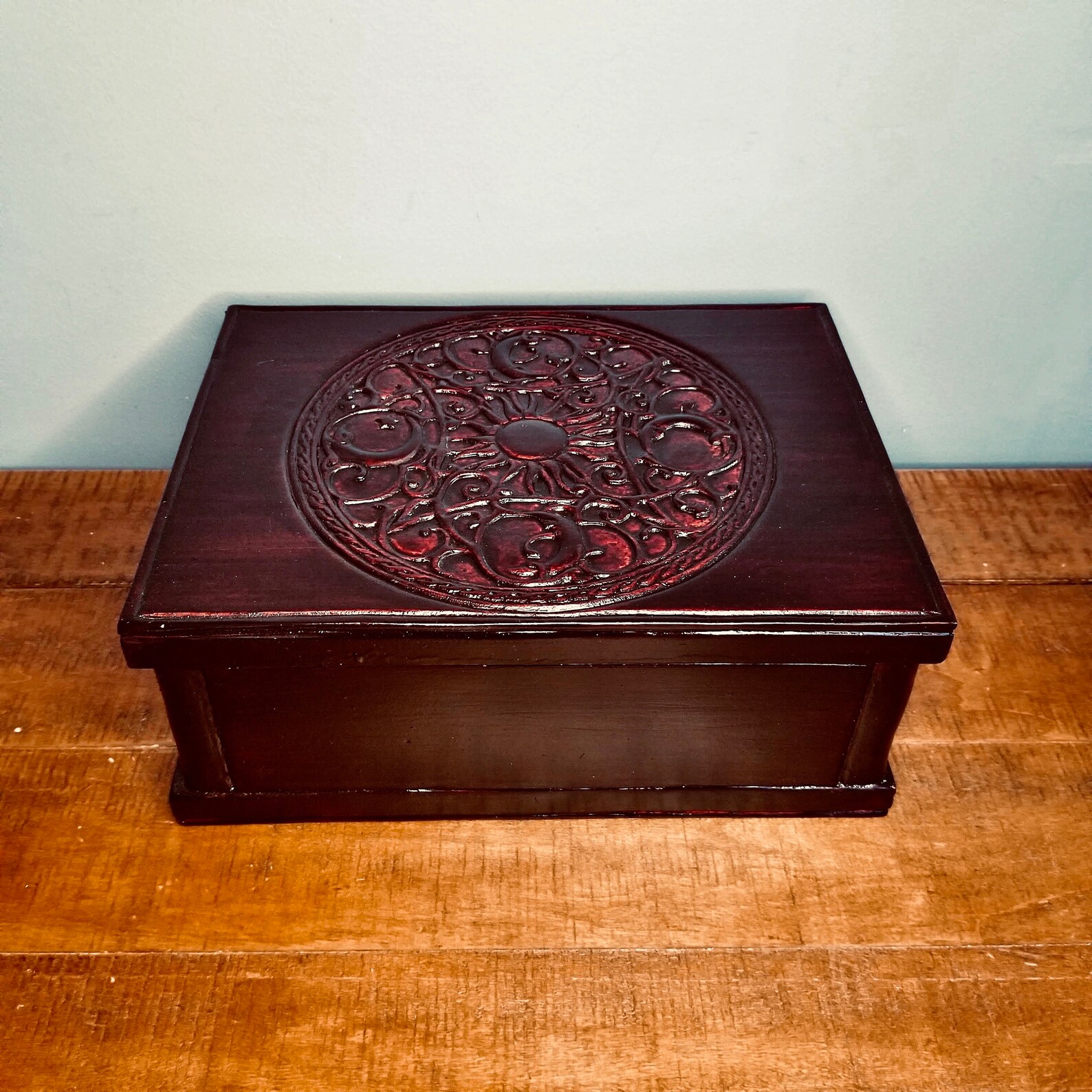 CELESTIAL WOODEN BOX Handcarved Sun & Moon Wood Box - Etsy