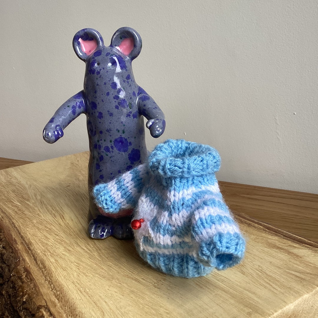 Quirky Mouse Ornament for Living Room, Handmade Ceramic Figurine ...