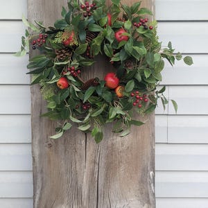 Back to School Apple Wreath, Rustic Cottage Core Fall Apple Wreath ...