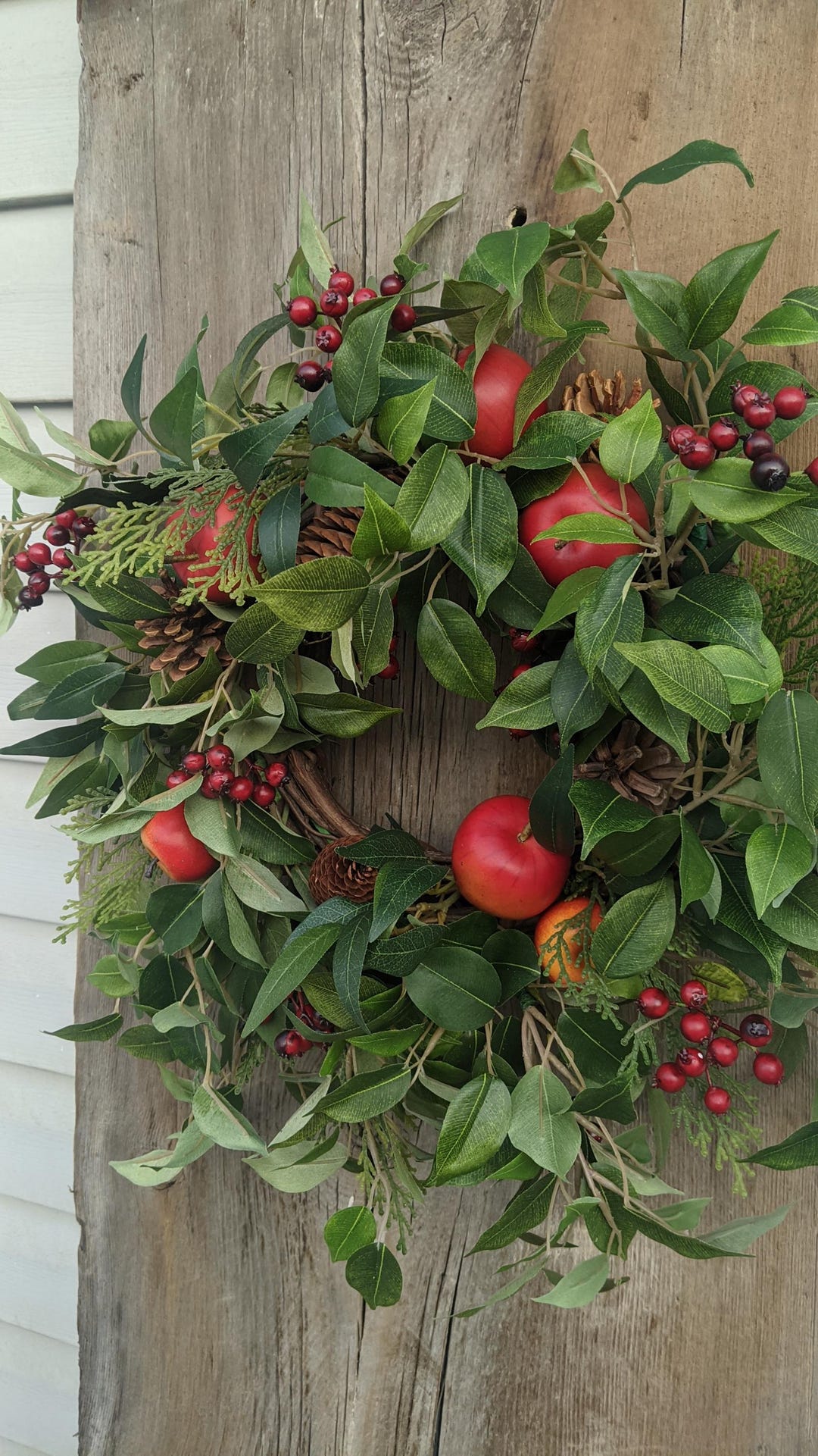 Back to School Apple Wreath, Rustic Cottage Core Fall Apple Wreath ...
