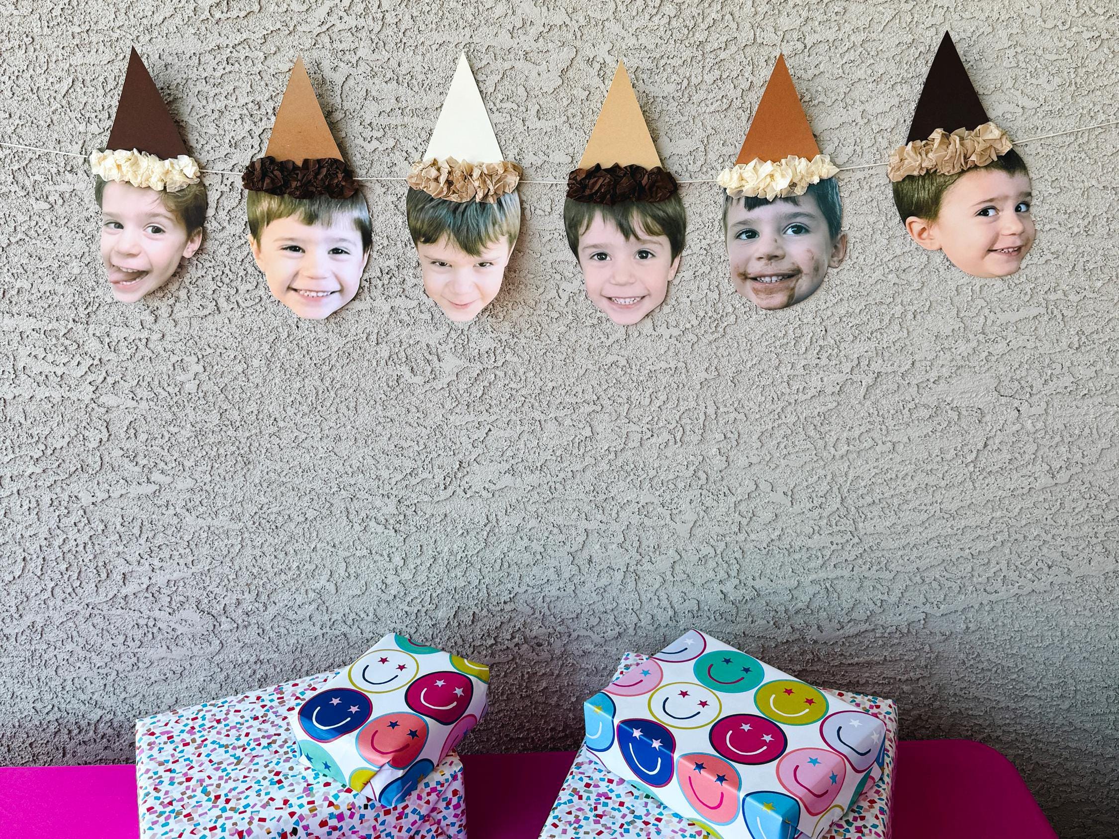 Custom Face Birthday Banner: Shades of Brown Party Hats - Etsy