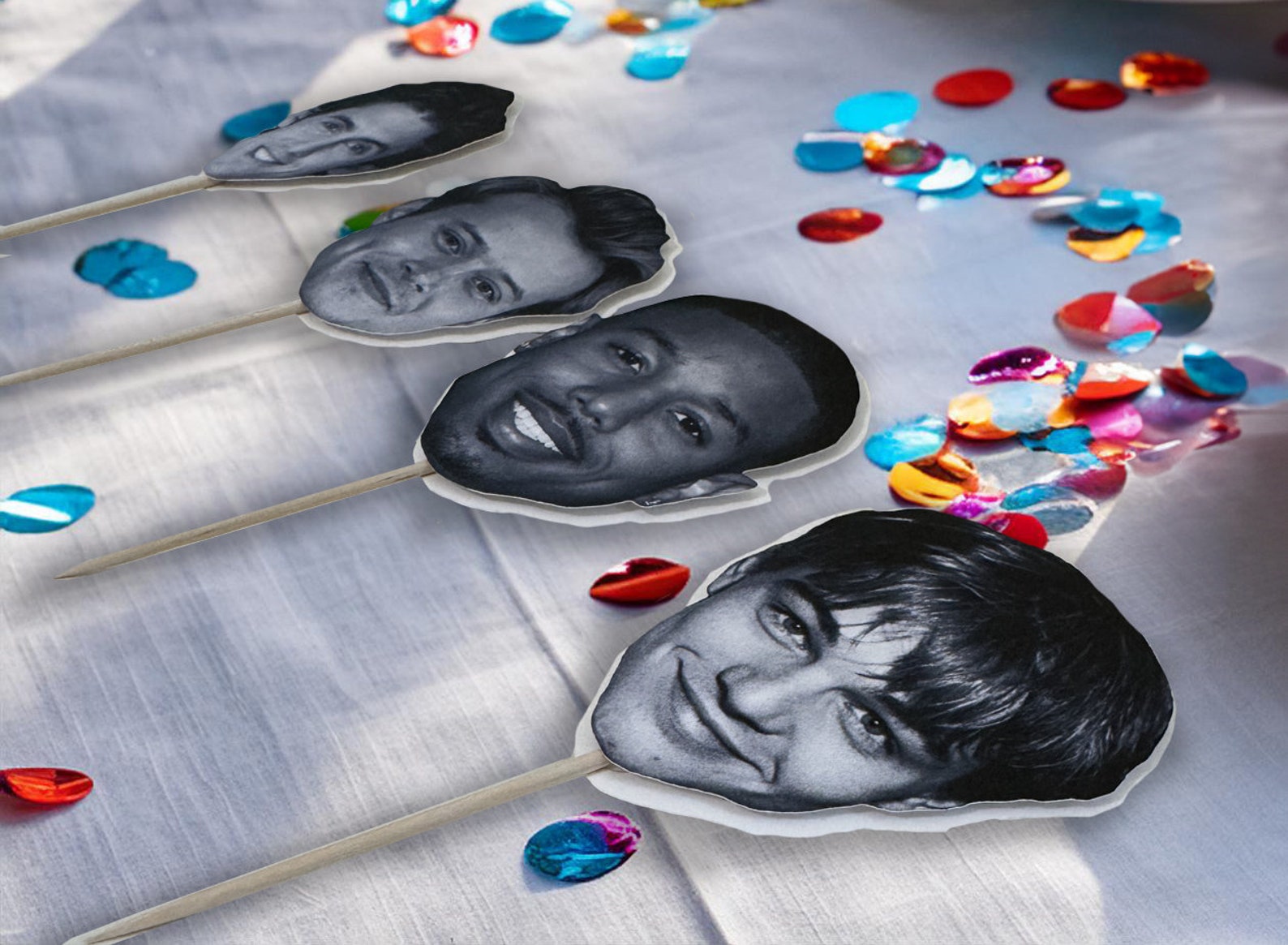 Custom Face Cupcake Toppers | Personalized Black and White Party ...