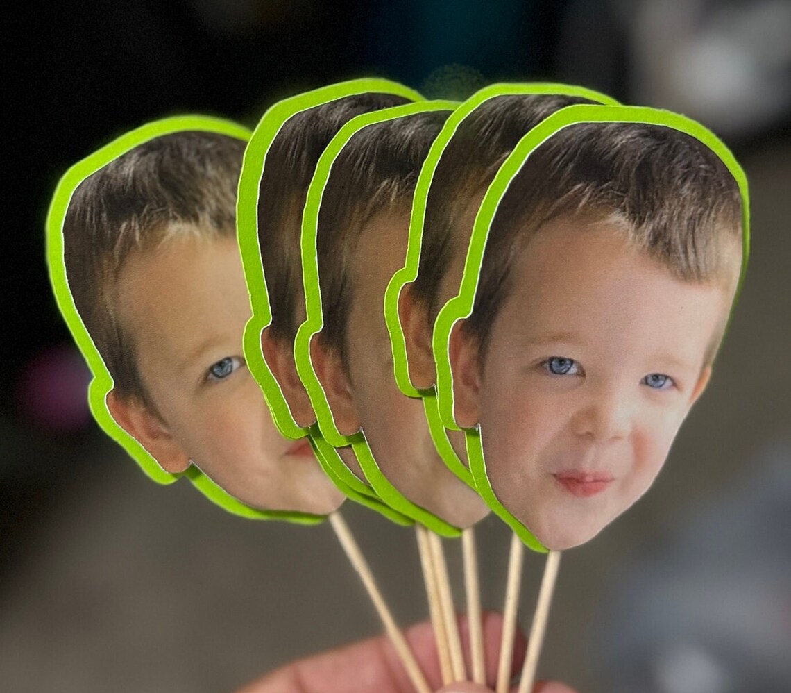 Custom Face Cupcake Toppers | Personalized Black and White Party ...