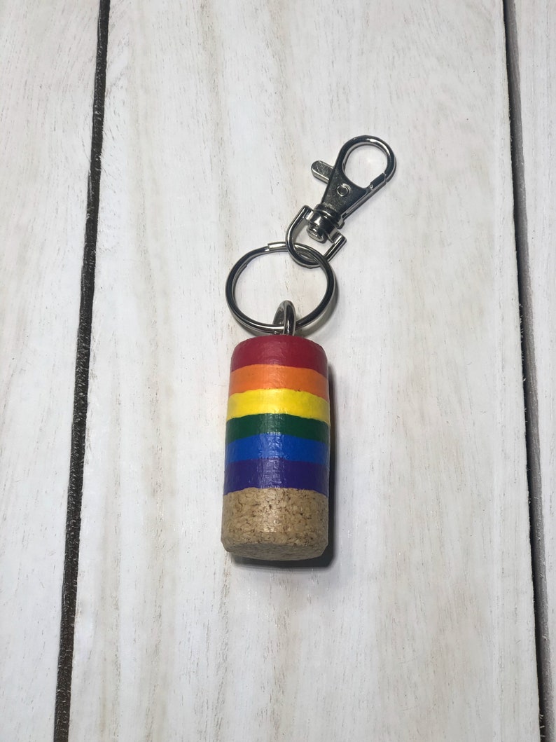 Pride Keychain Wine Cork Keychain Rainbow Flag LGBTQ - Etsy