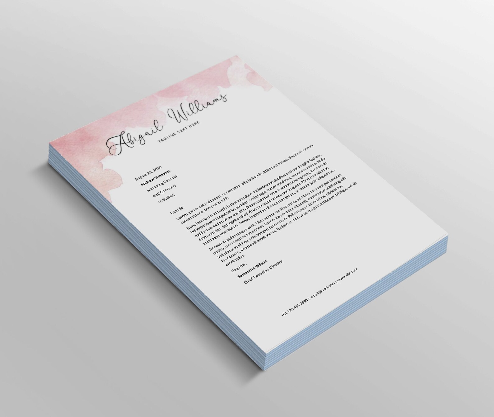 Peach Watercolor Script Name Microsoft Word Letter and A4 Sizes ...