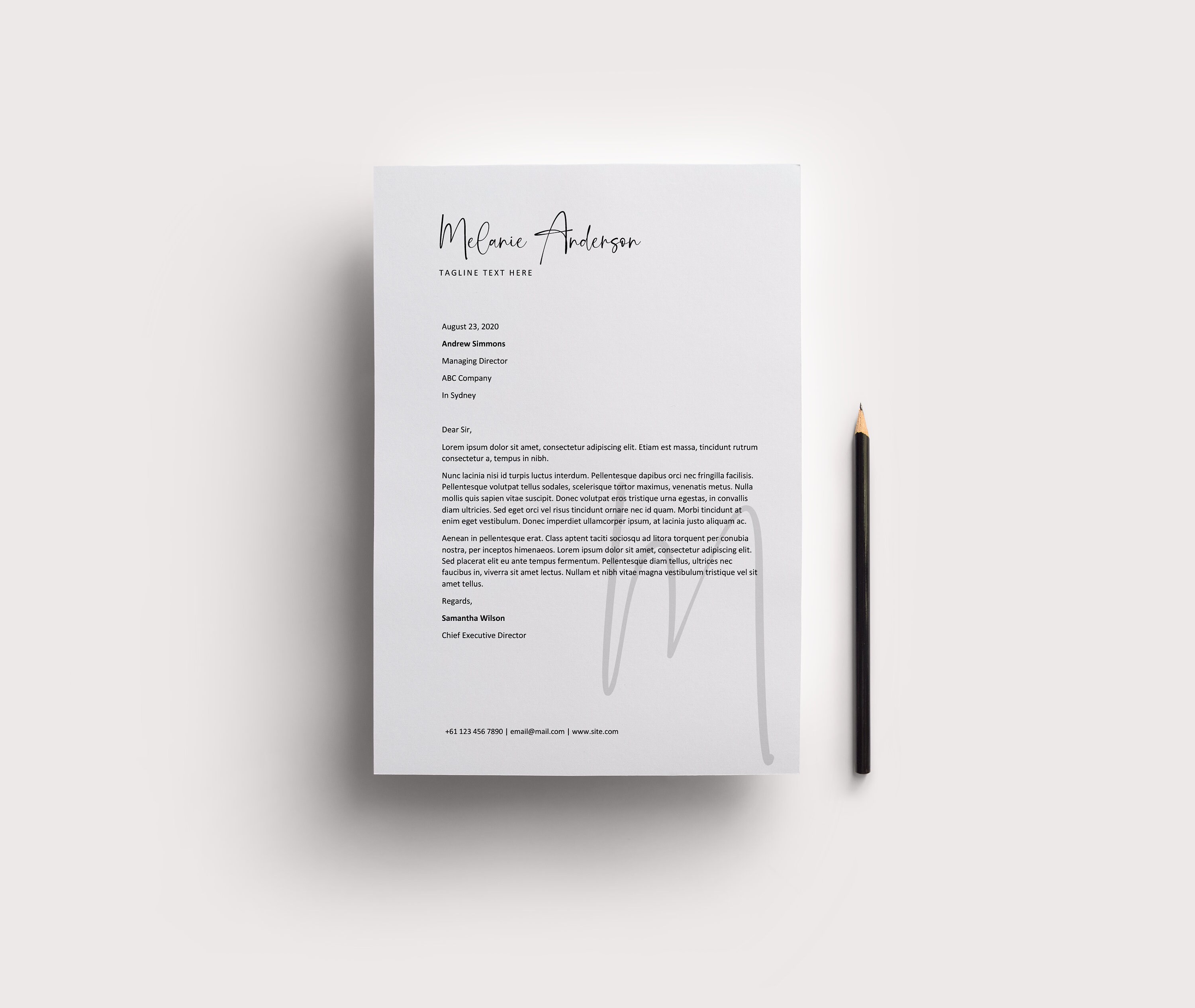 Elegant Initial Script Name Microsoft Word Letter and A4 Sizes Personal ...