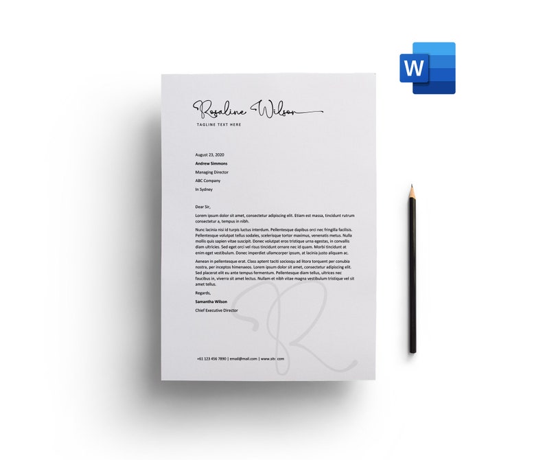 Elegant Initial Script Name Microsoft Word Letter and A4 Sizes Personal ...