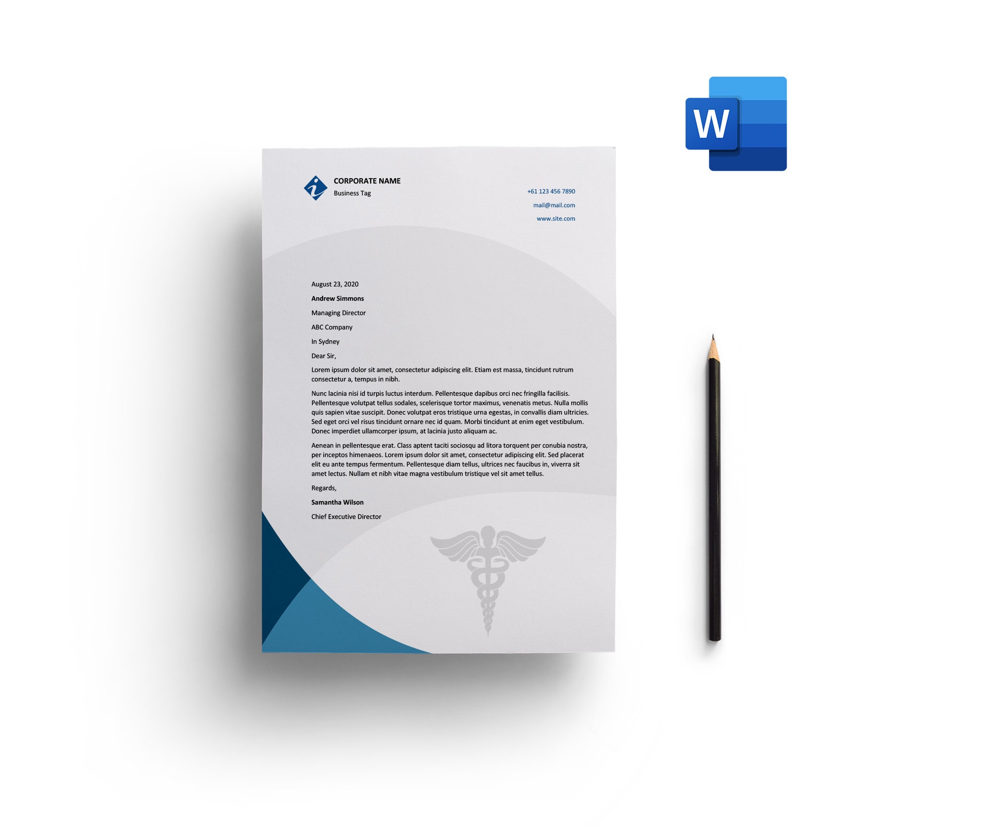 Medical Health Microsoft Word Letter and A4 Sizes Business Corporate ...