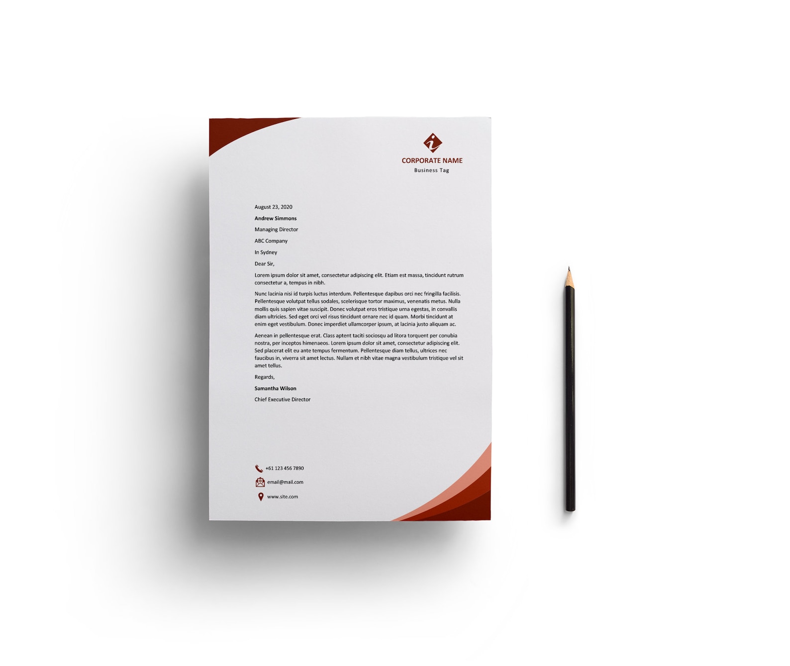 Microsoft Word Letter and A4 Sizes Curves Business Corporate Letterhead ...