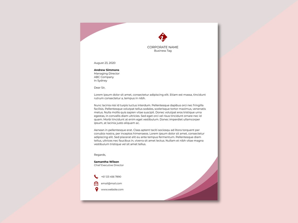 Microsoft Word Letter and A4 Sizes Curves Business Corporate Letterhead ...