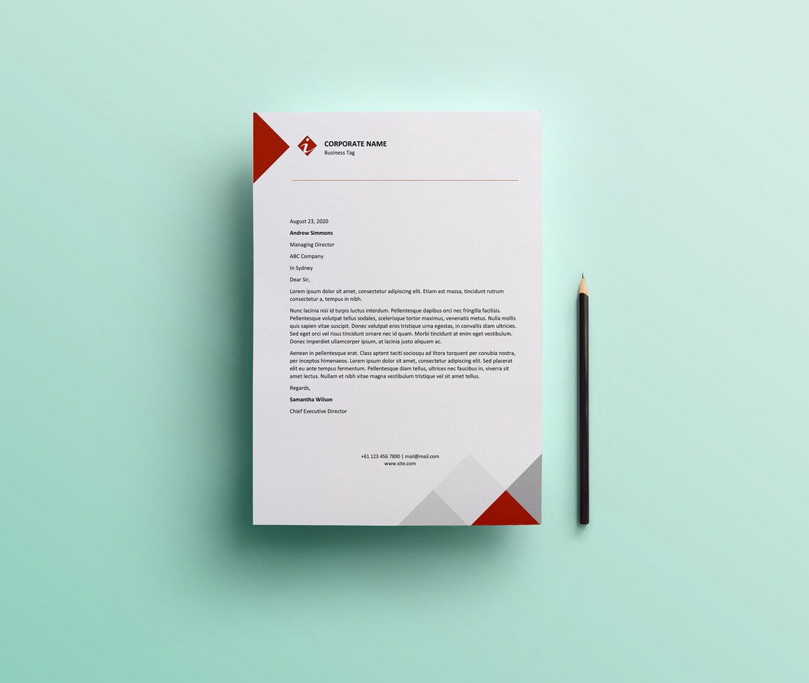Microsoft Word Letter and A4 Sizes Triangle Business Corporate ...