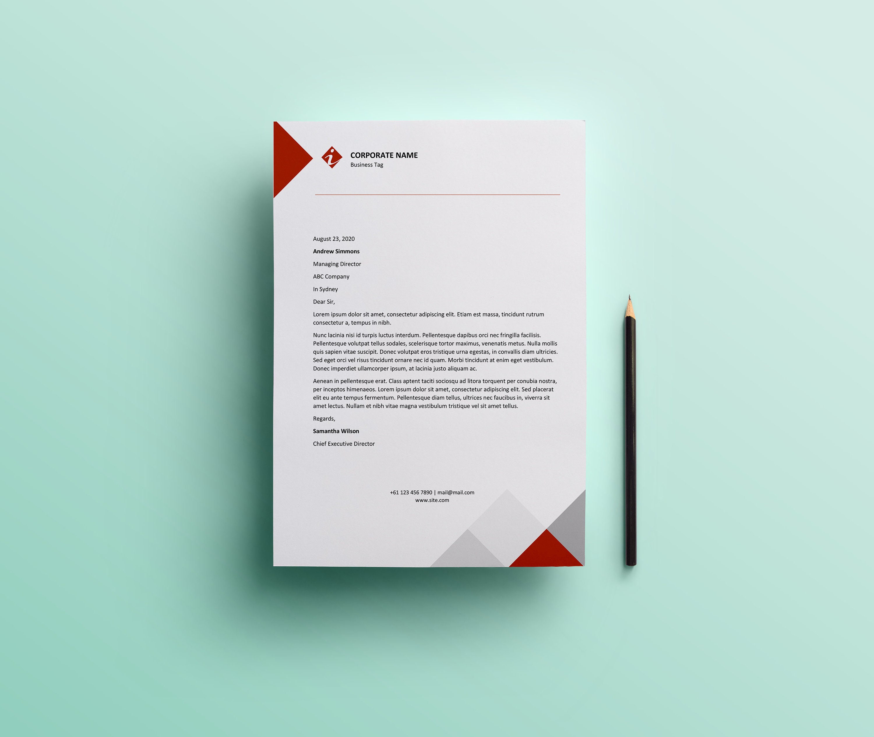 Microsoft Word Letter and A4 Sizes Triangle Business Corporate ...