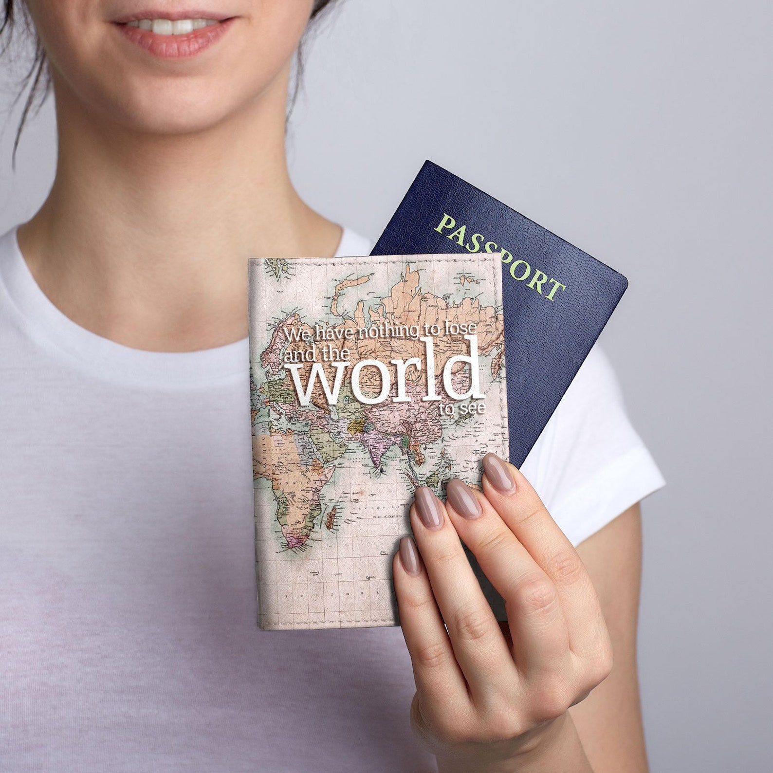 Vintage World Map Leather Passport Cover Personalized Gift - Etsy