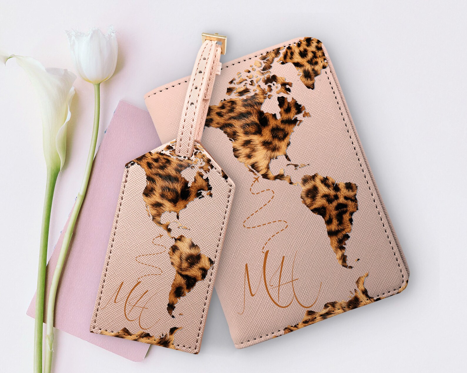 World Map Leopard Fur Art Design Custom Print Monogram - Etsy