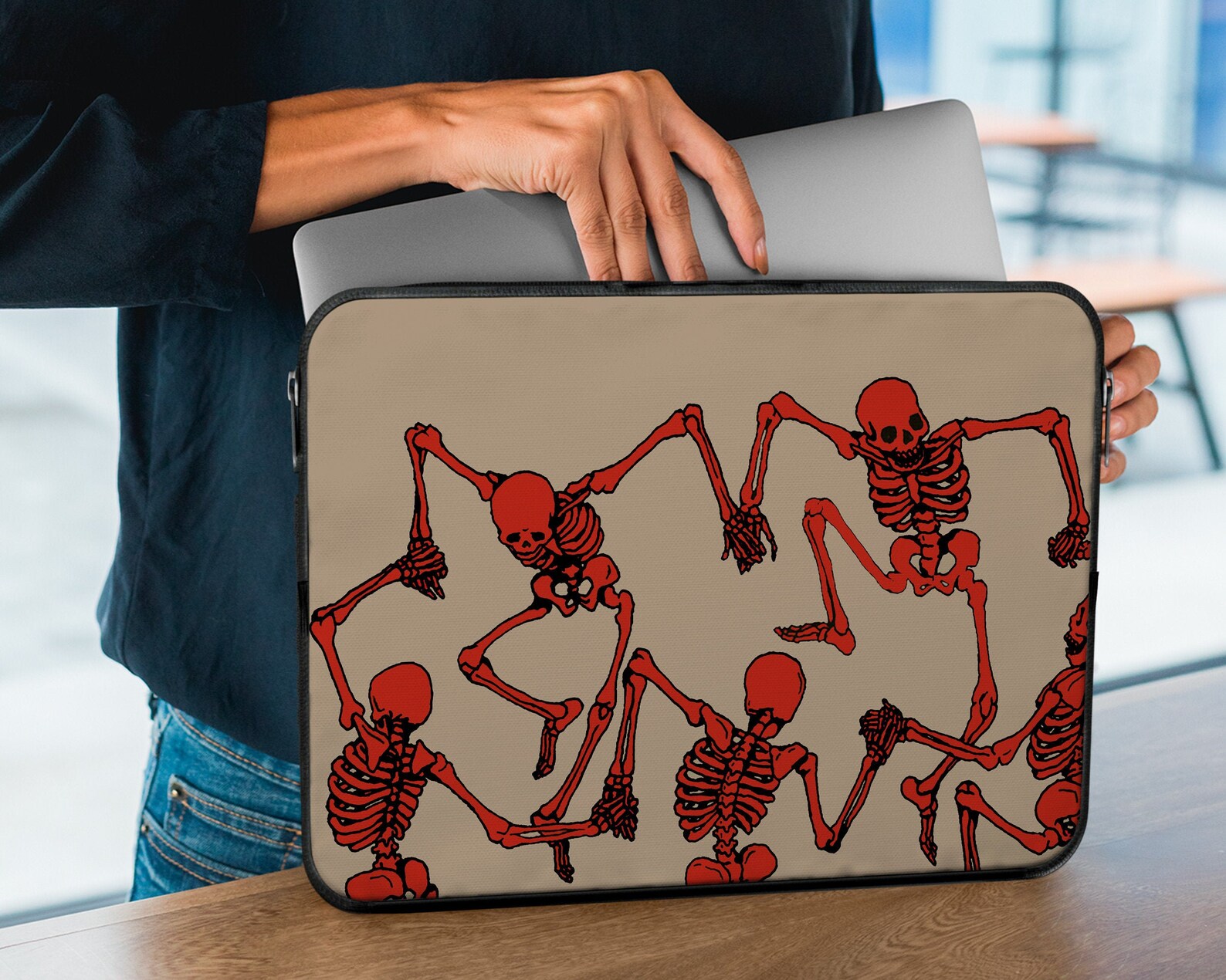 Skeletons Laptop Sleeve Dancing Skeleton Laptop Sleeve Art - Etsy