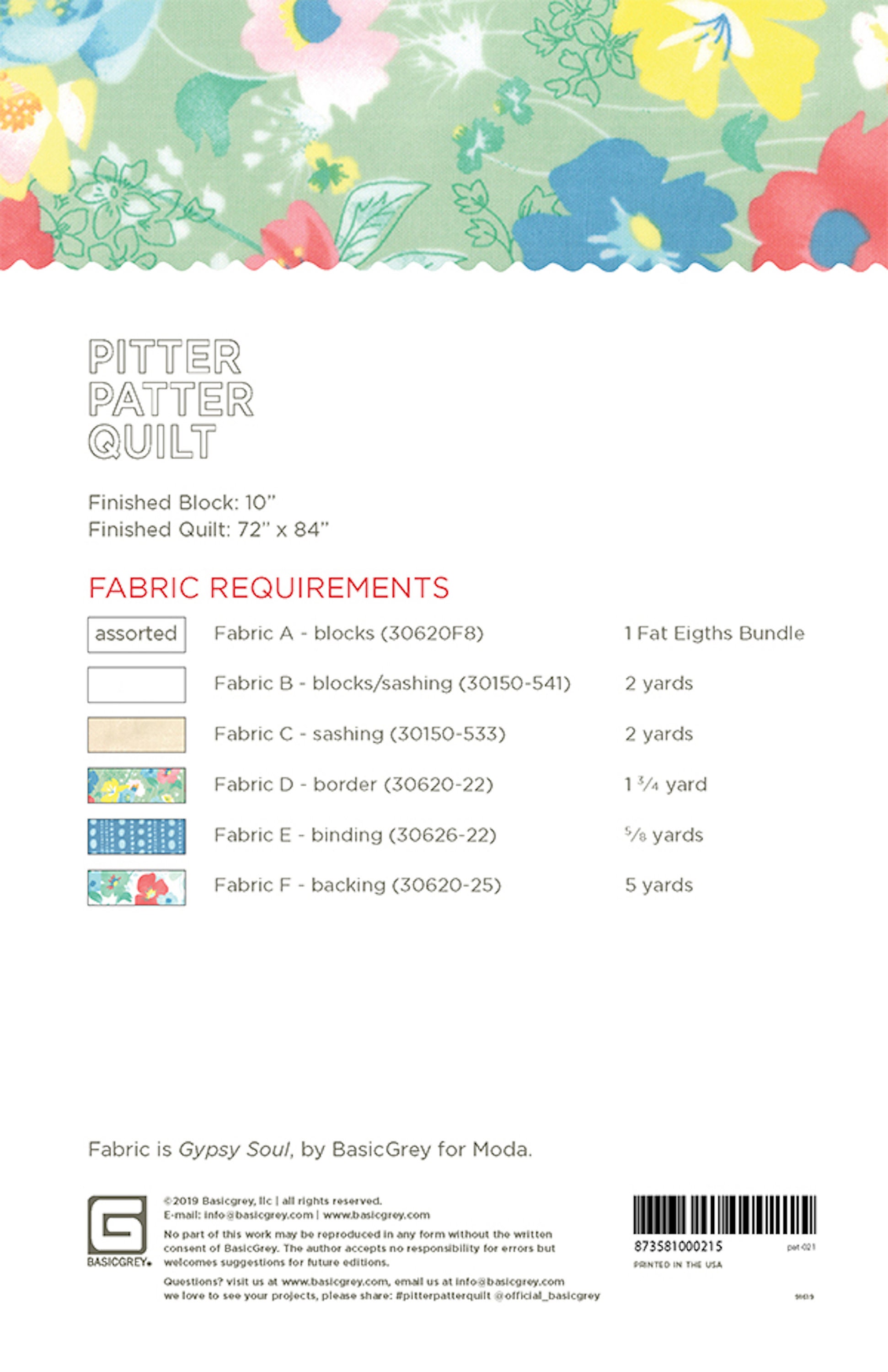 Pitter Patter Quilt Pattern by Basicgrey / Fat Eighths Pattern - Etsy