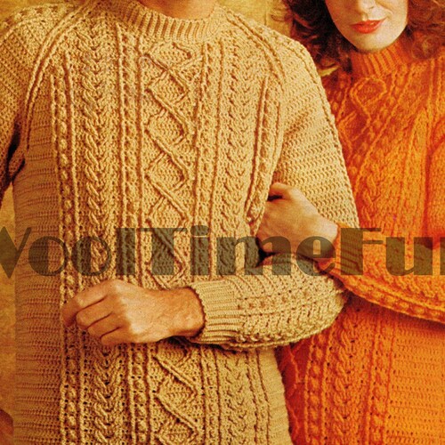 Mens Boys Crochet Pattern Aran Style Sweater Jumper - Etsy