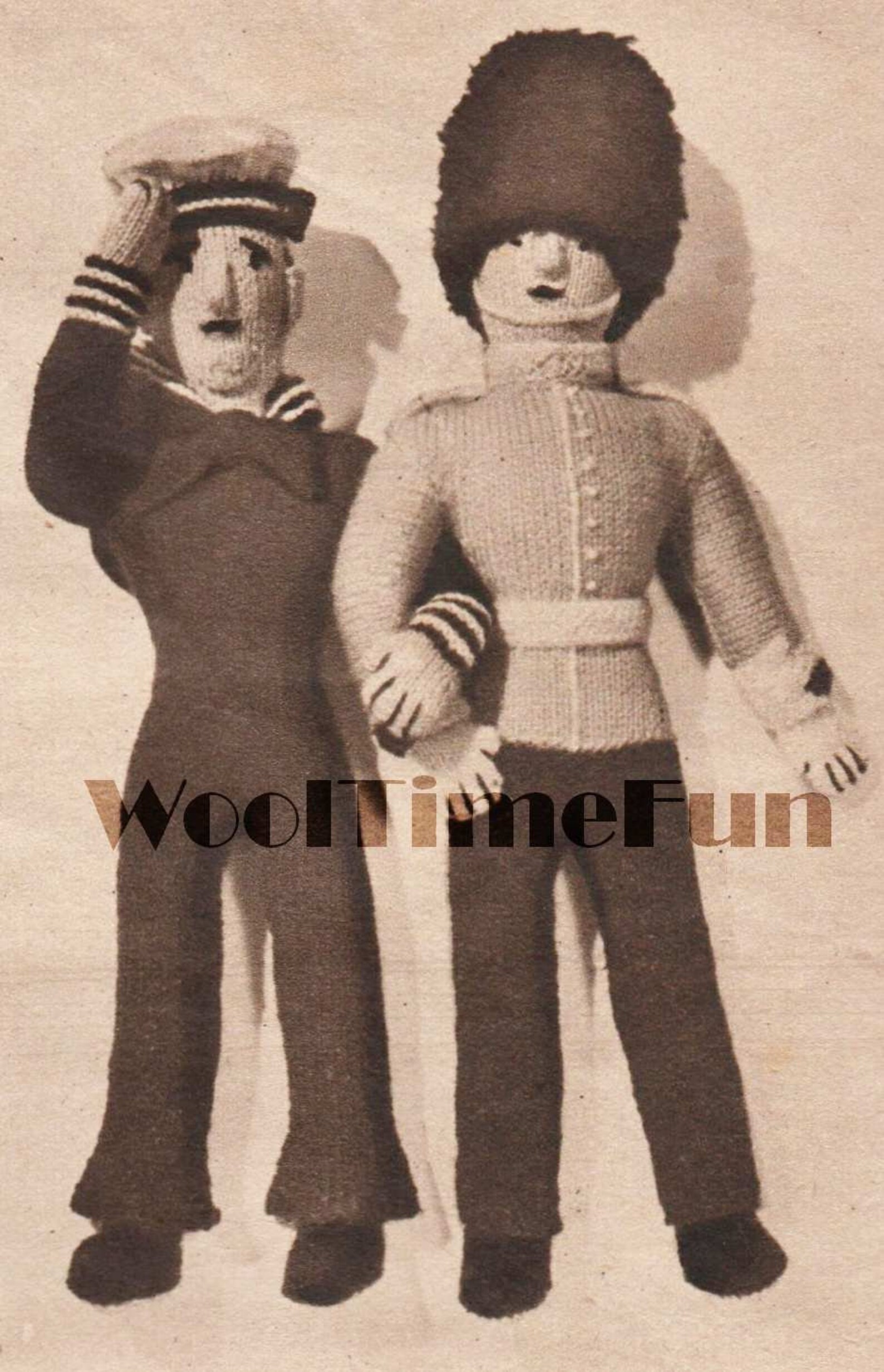 Vintage 1940s WW2 Knitting Pattern to Make Toy Soldier/guard & Sailor ...