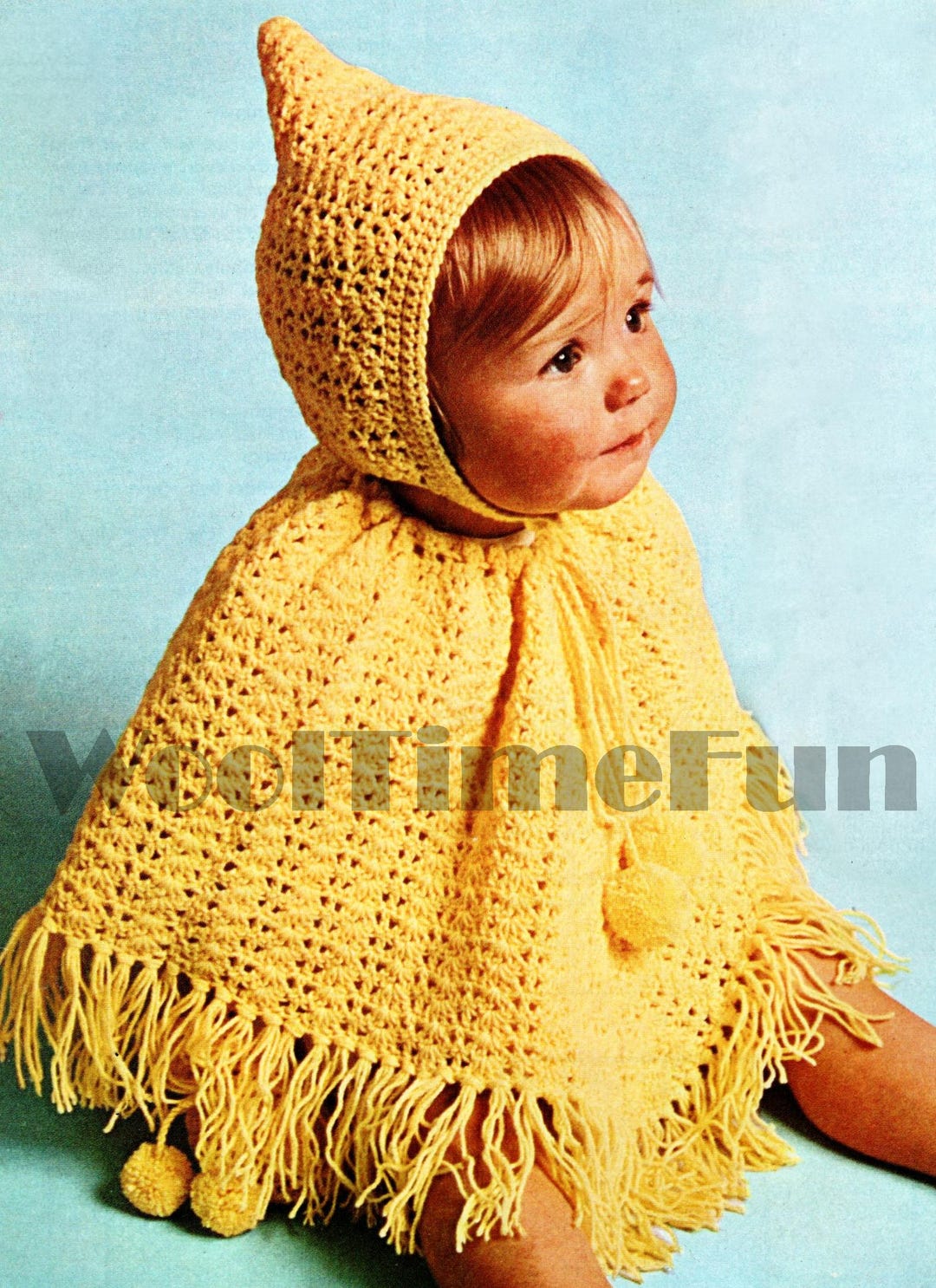 Crochet Pattern Baby Toddler Poncho Cape Pixie Hat & Mittens - Etsy
