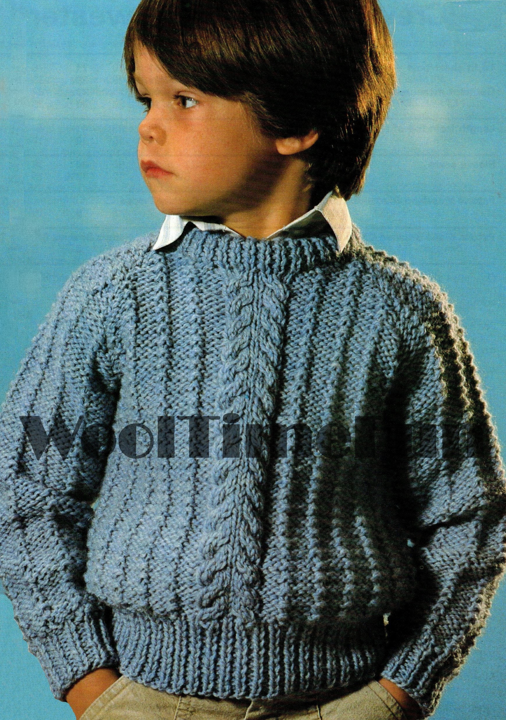 Knitting Pattern. Child's/boys/girls Classic Crew Neck Cable Jumper. - Etsy