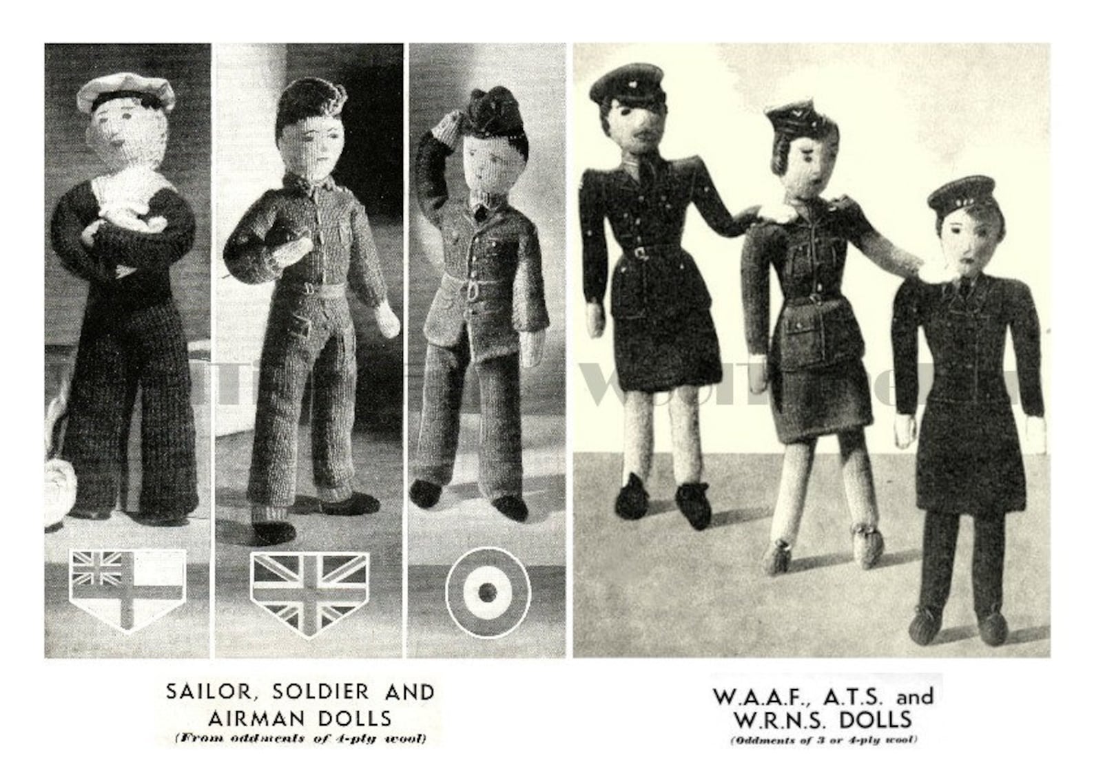 Vintage Knitting Patterns 1940s WW2 Service, Army, Navy, Air Force ...
