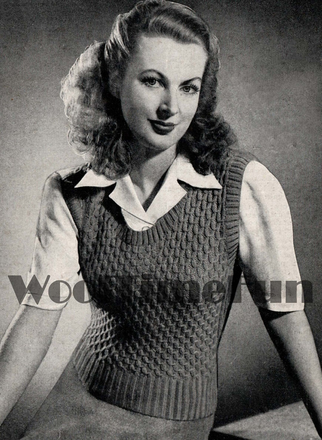 Knitting Pattern Vintage 1940s Womens Cable Design Slip Over Tank Top ...