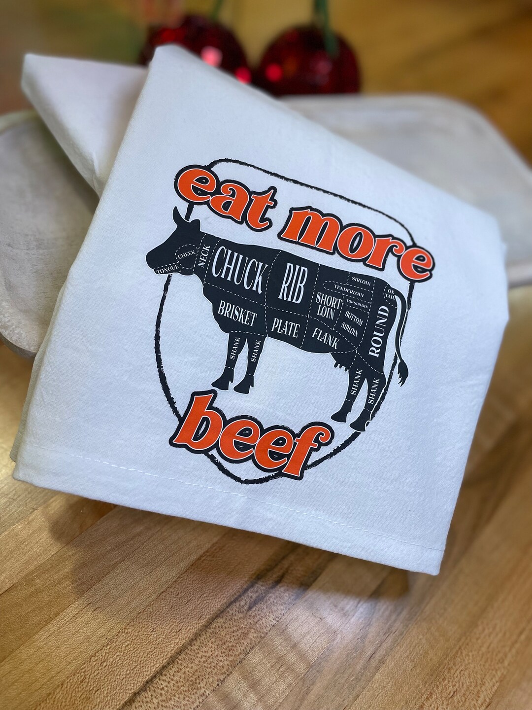 Eat More Beef Farmer Rancher Cows Cattle Flour Sack Kitchen - Etsy