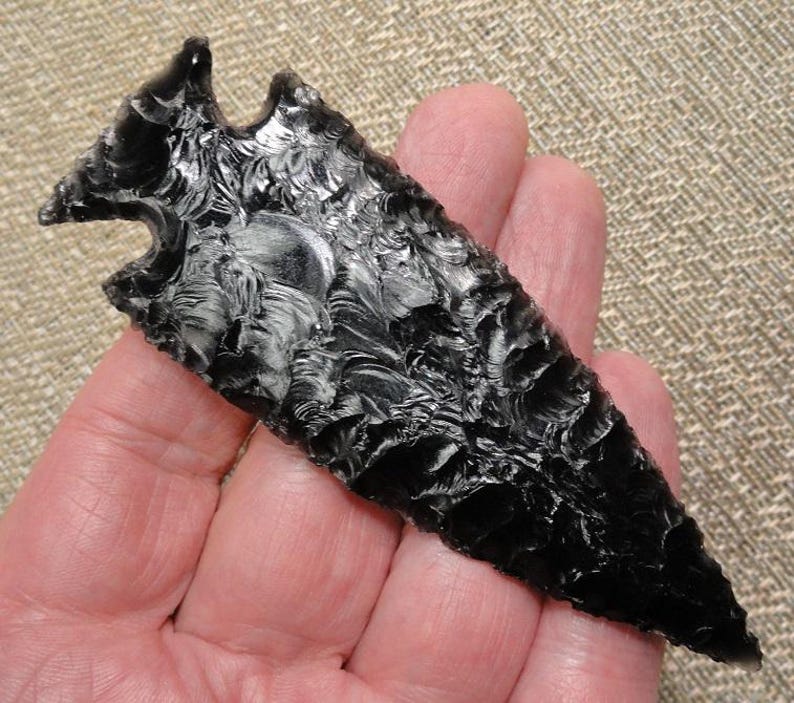 Large Gorgeous Obsidian Reproduction Corner Notch / Artifact / Relic ...