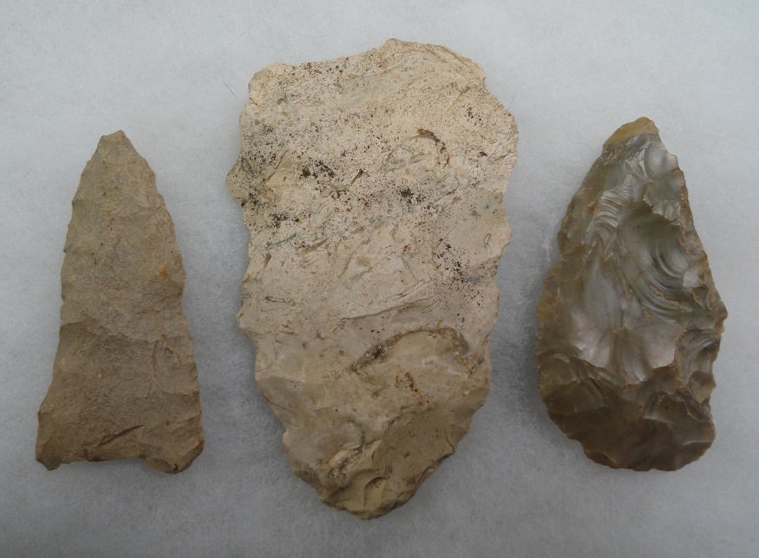 3 Authentic Prehistoric Indian Scrapers or Tools / Artifact / Relic ...