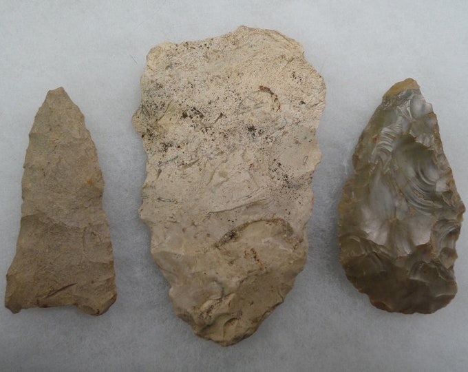 3 Authentic Prehistoric Indian Scrapers or Tools / Artifact / Relic ...