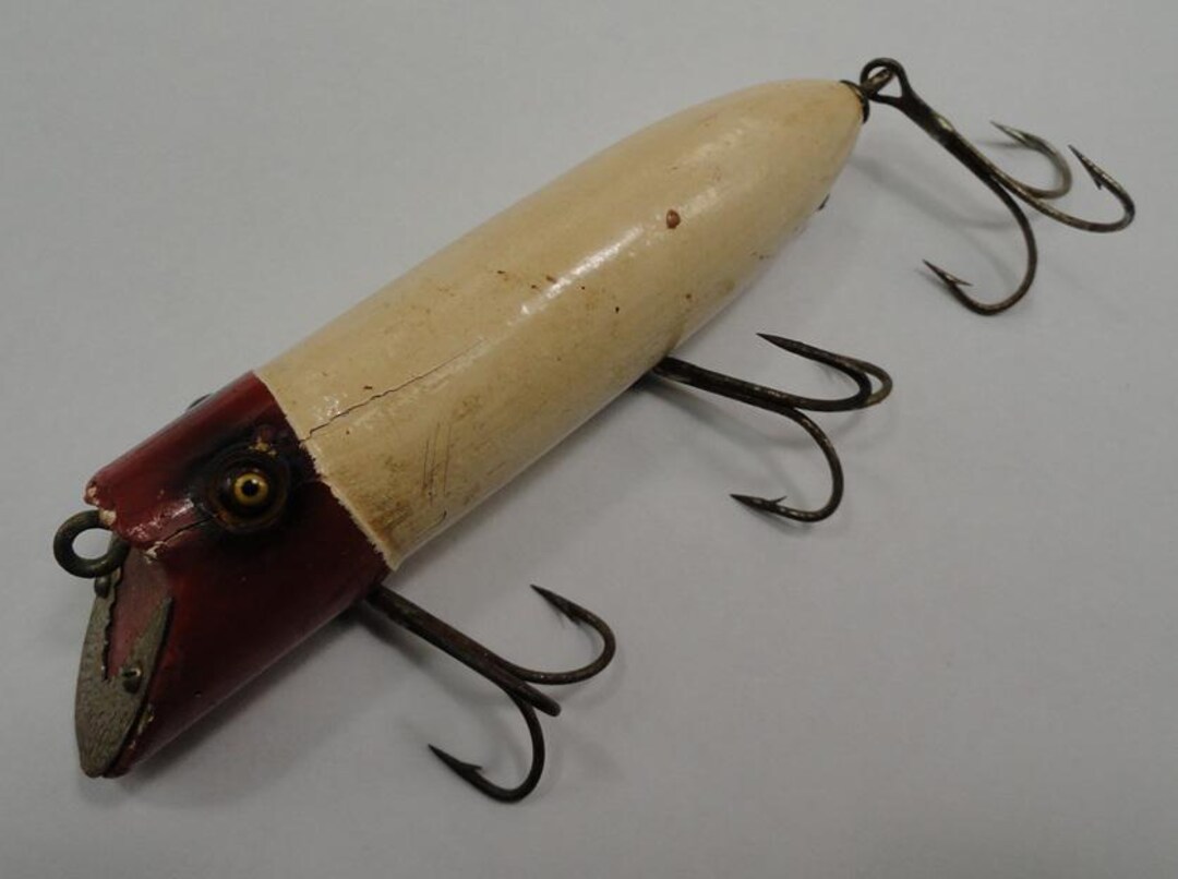 Antique Heddon Basser Wood Glass Eye Fishing Lure - Etsy