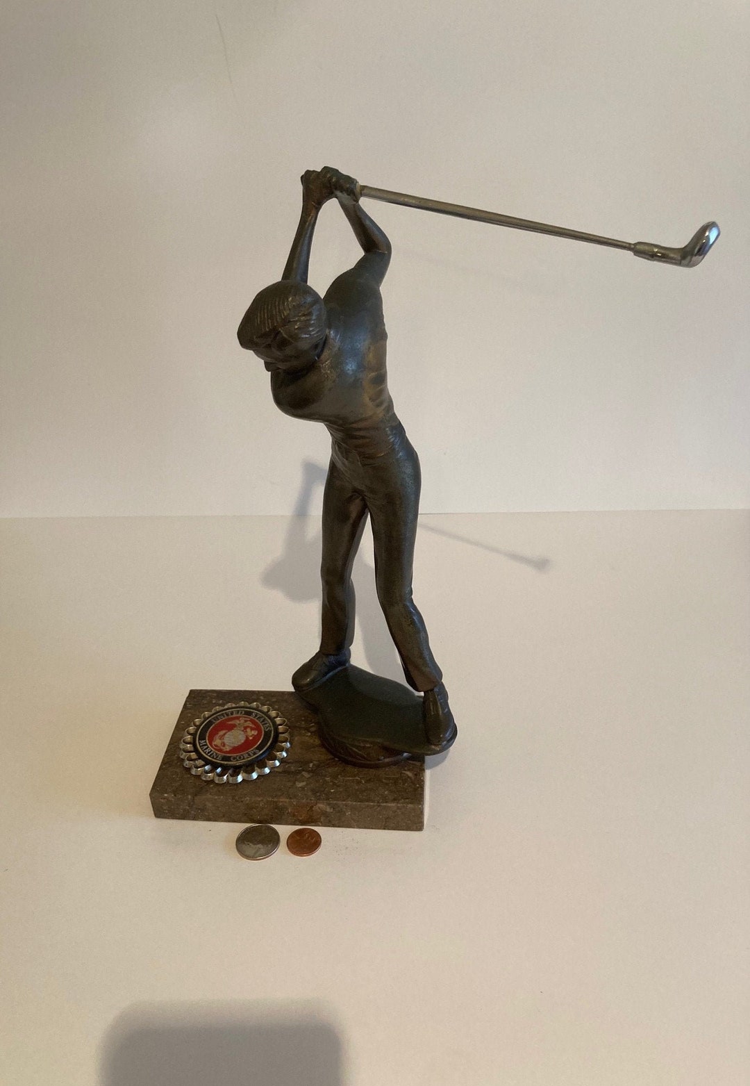 Vintage Metal Bronze Statue, Figurine, Golfer, Golfing, United States ...