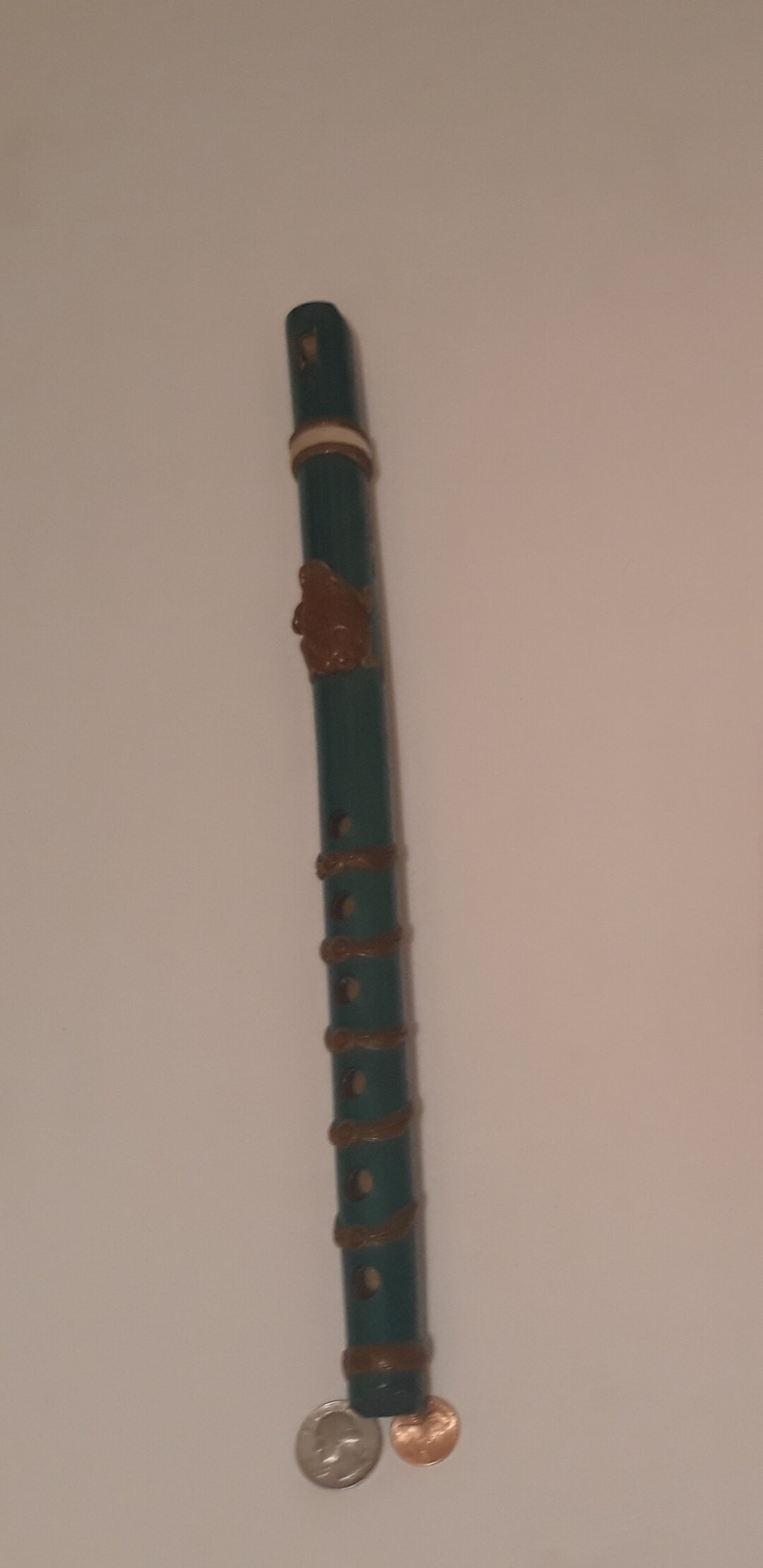 Vintage Wooden Green Flute, Musical Instrument, 14 1/2" Long, Room ...