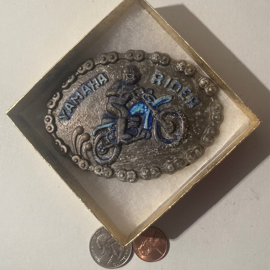 Vintage Metal Belt Buckle, Yamaha Rider, Motorcycle, Dirt Bike, Nice ...