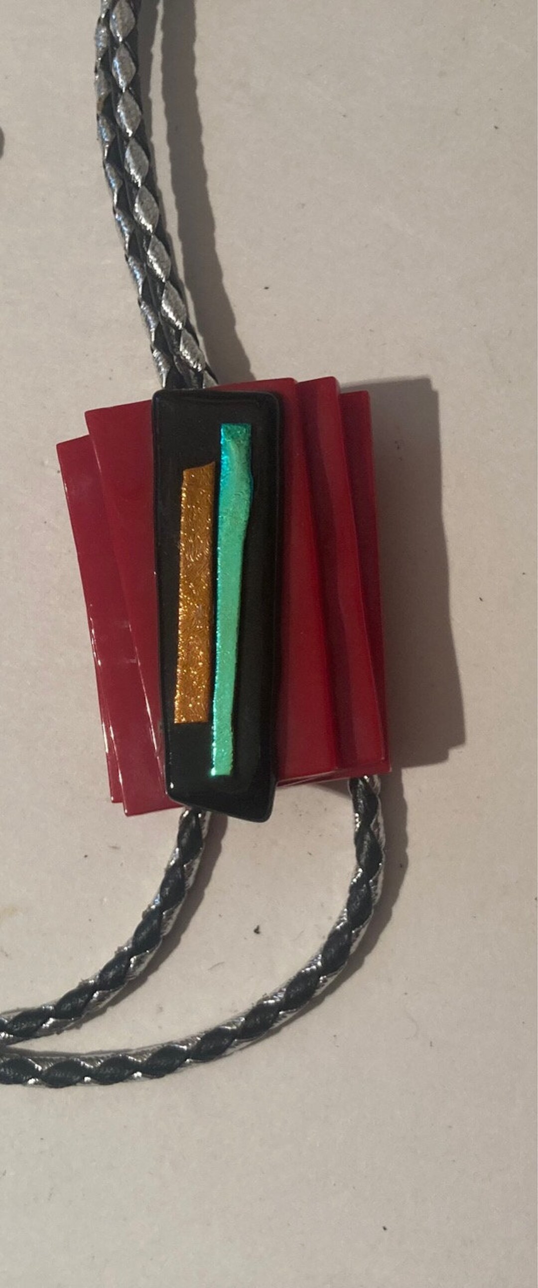 Vintage Metal Bolo Tie, Multi Colored Stones, Red, Nice Design, Quality ...