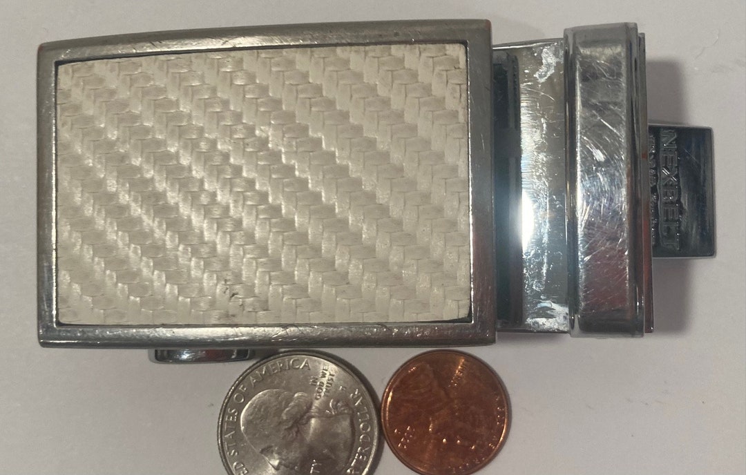 Vintage Metal Belt Buckle, Hidden Secret Compartment, White Leather ...