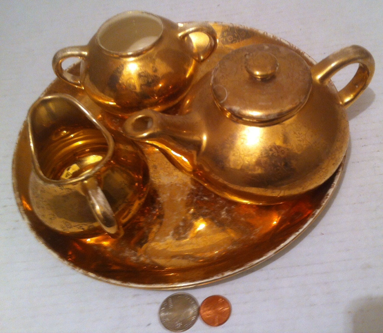 Vintage Gold Colored Tea Set 22 Karat Gold Table Decor Home | Etsy