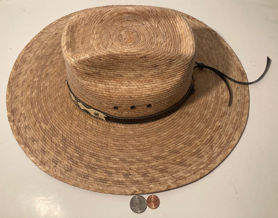 Vintage Cowboy Hat, Straw Hat, Size L, Self Conforming, Nice Band ...