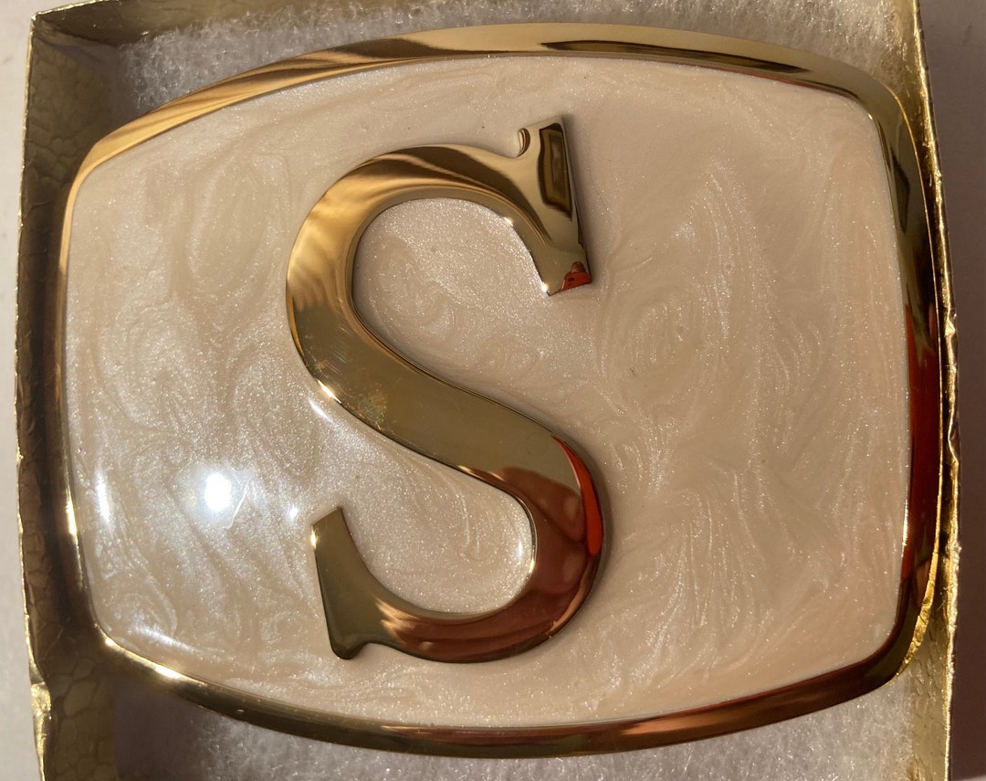 Vintage Metal Belt Buckle, Letter S, Initial S, Nice Enamel Design ...