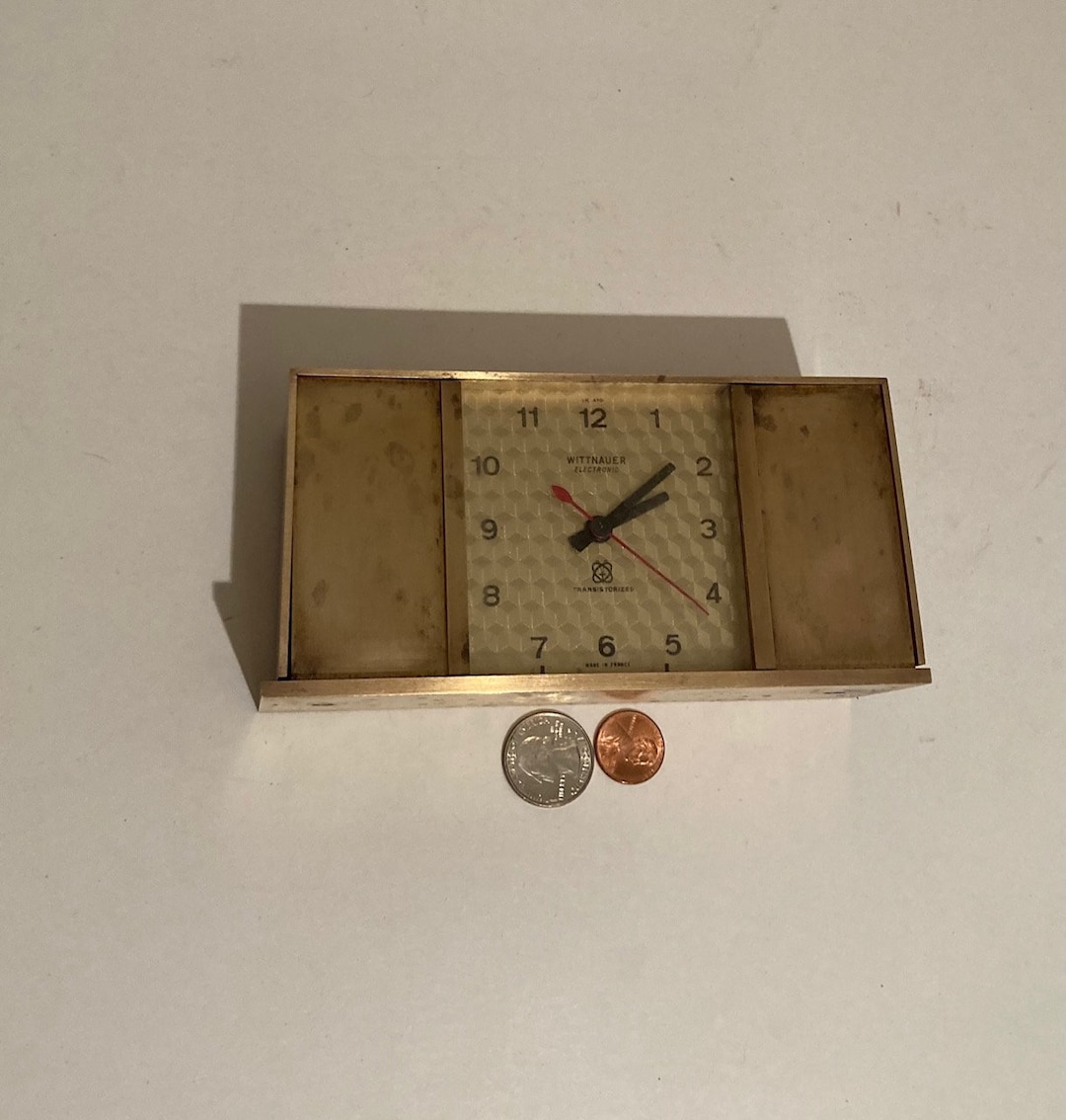 Vintage Metal Brass Clock, Wittnauer Electronic Brass Clock, Made in ...