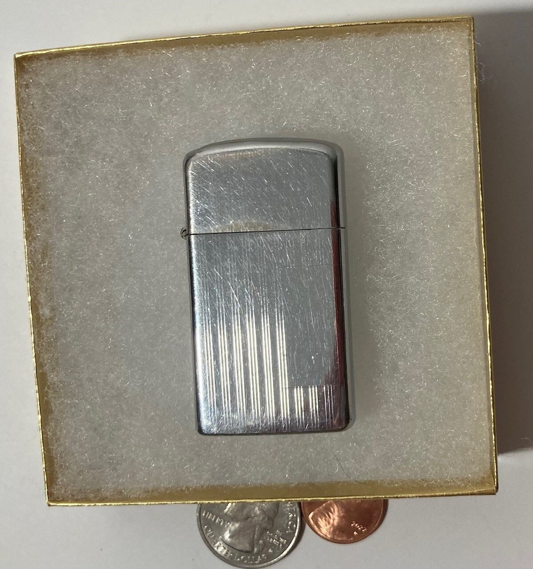 Vintage Metal Zippo, Nice Etched Straight Lines, Empty Square for ...