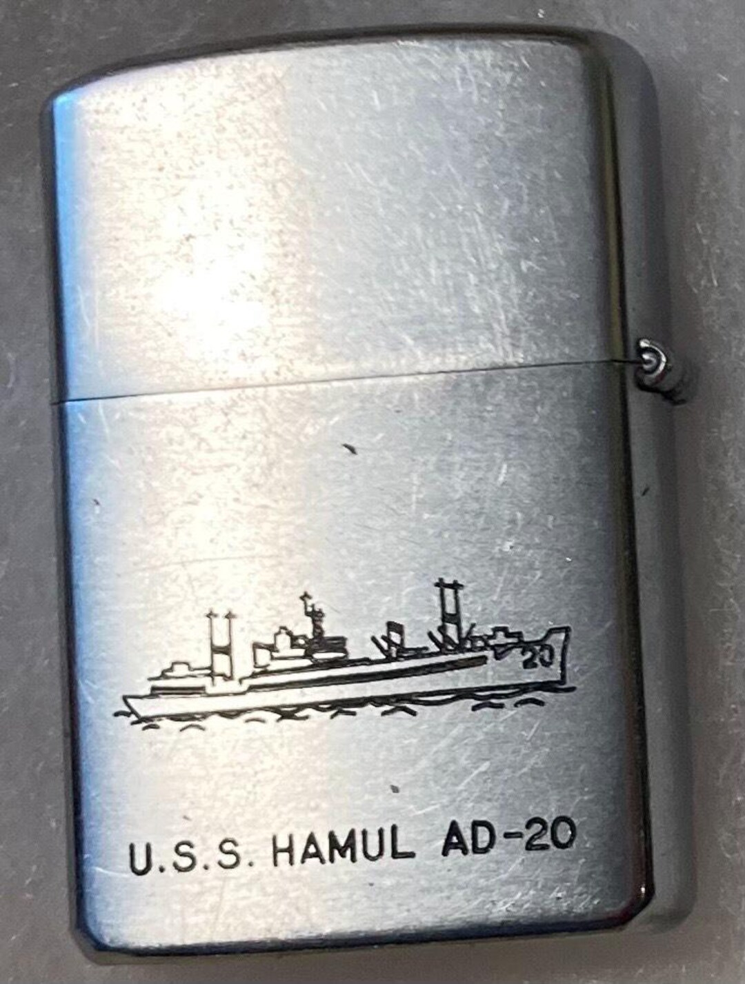Vintage Metal Ships Lighter, U.S.S. Hamul AD-20, Destroyer Tender Ship ...