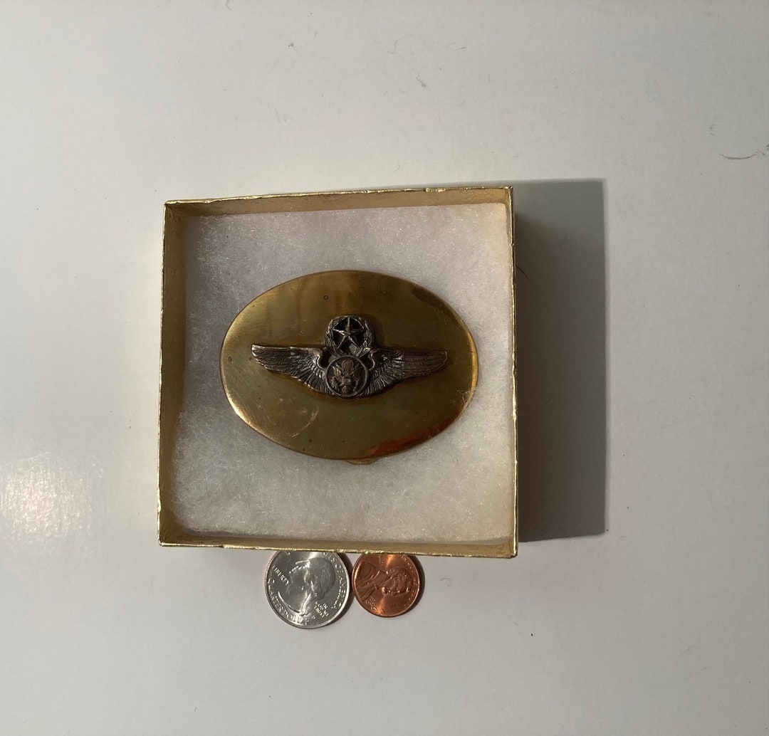 Vintage 1978 Metal Belt Buckle, Brass and Silver Pilots Wings, NFO ...