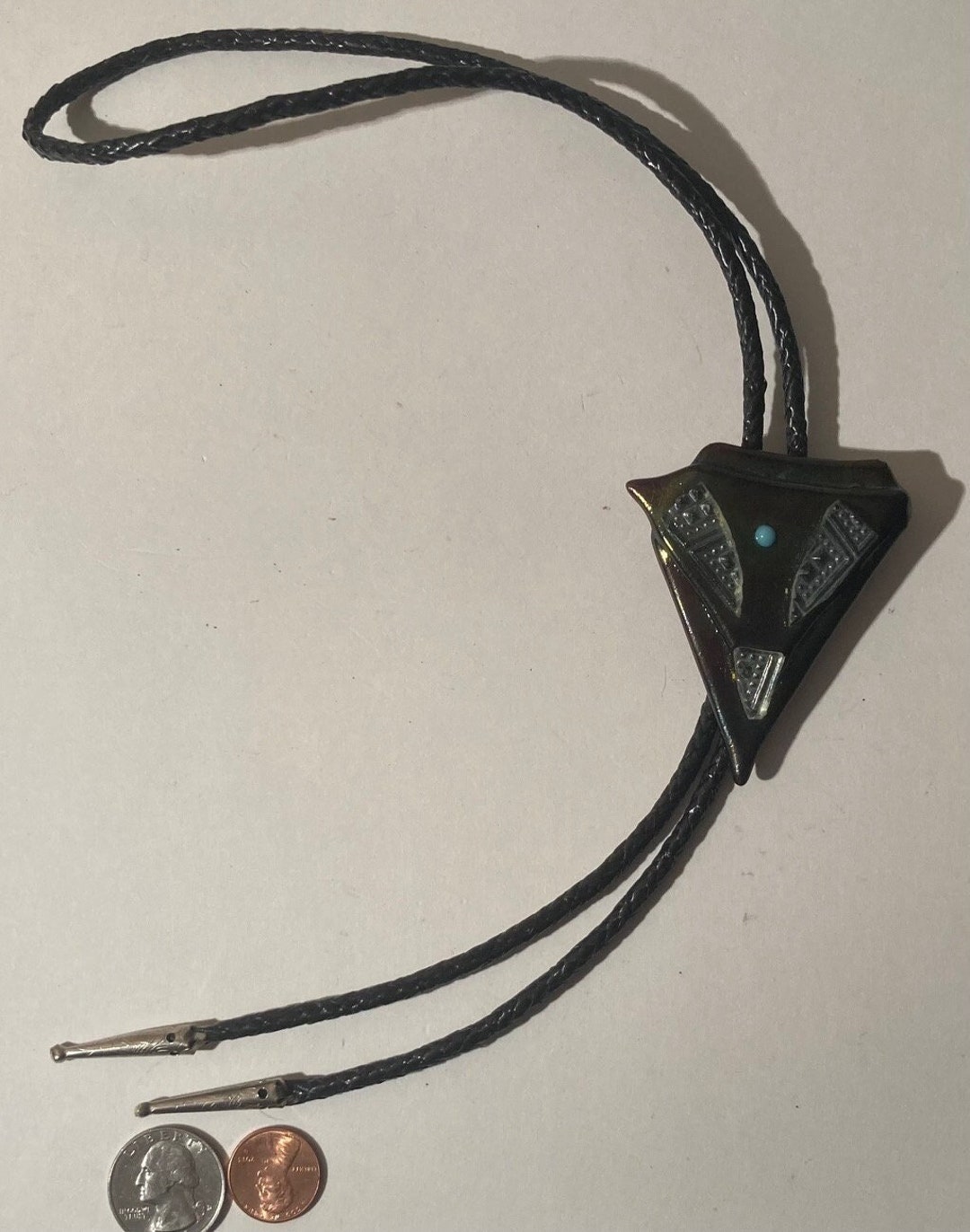 Vintage Metal Bolo Tie, Nice Triangle Design, Nice Native Design, 2 3/4 ...