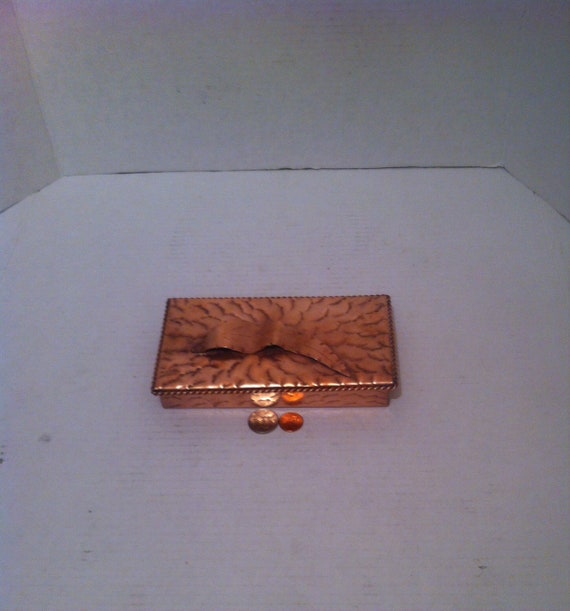 Vintage Metal Copper Jewelry Box Stash Box Detailed Design | Etsy